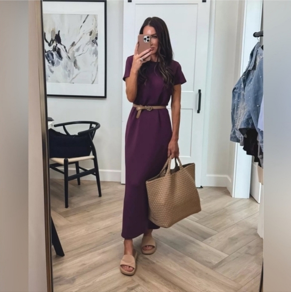 SPANX | Dresses | Nwt Spanx Air Essentials Maxi Tshirt Dress Mulberry S | Poshmark